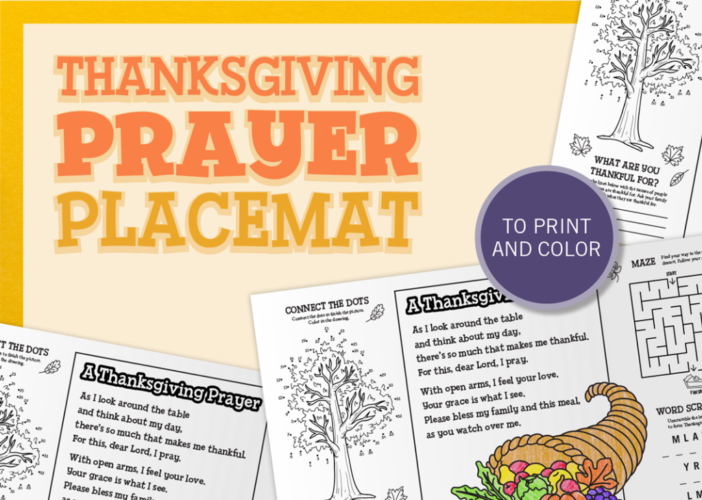 Thanksgiving Prayer Placemat - Catechist's Journey